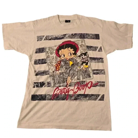 Betty Boop | Tops | Vintage 989 Betty Boop In Denim With Glitter Tshirt ...